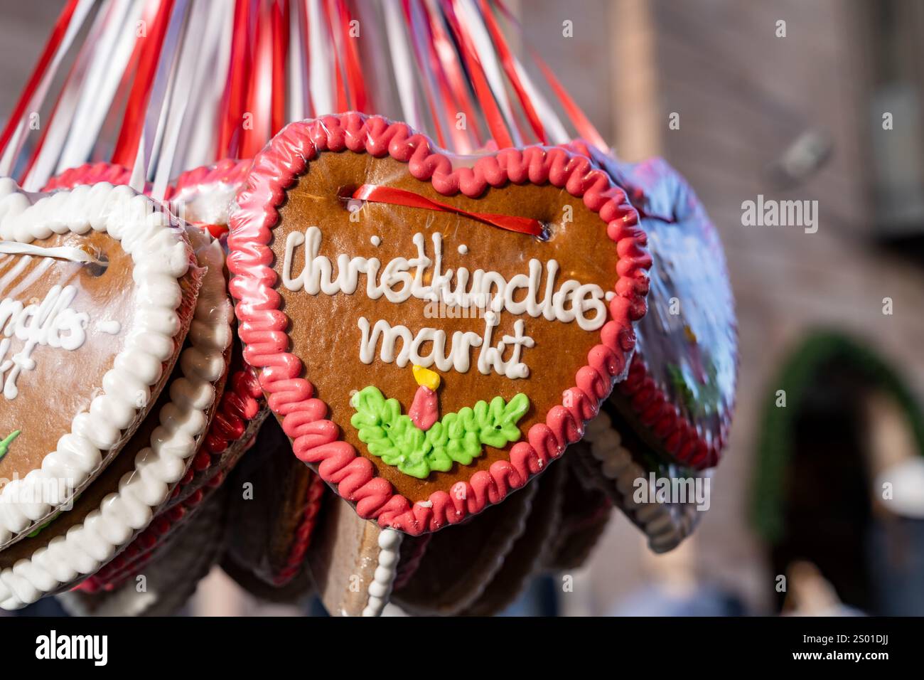 Gingerbread hearts at the Christkindlmarkt Christmas Market - Germany ...
