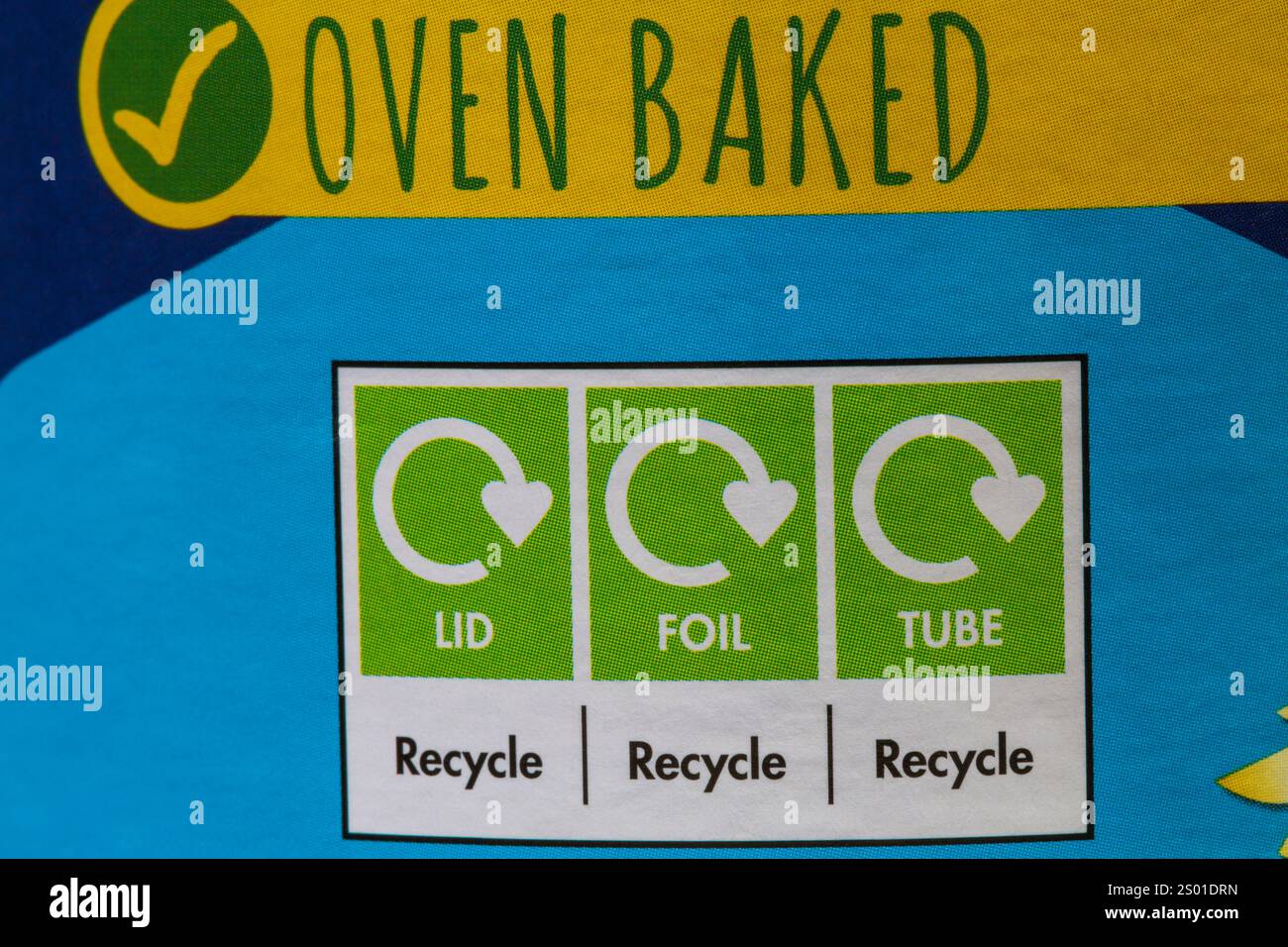 Recycling information on food packaging on tub of Jacobs cheeselets ...