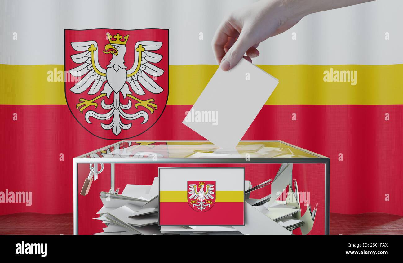 Lesser Poland - flags and ballot box - voting, election concept - 3D ...