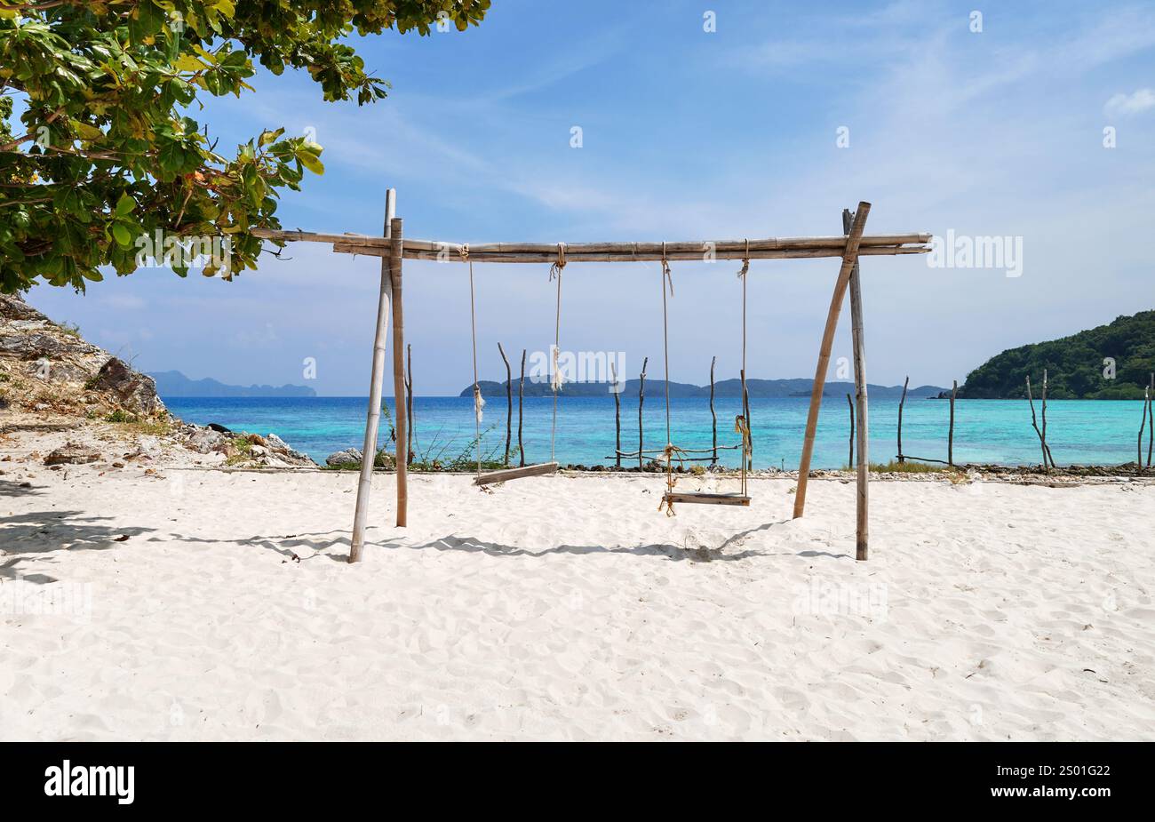 Wooden swing on the beach of a tropical island in the Philippines Stock ...