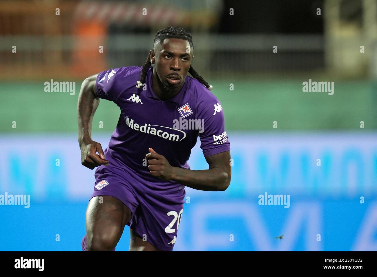 Fiorentina's Moise Kean celebrates after scoring his side's first goal ...