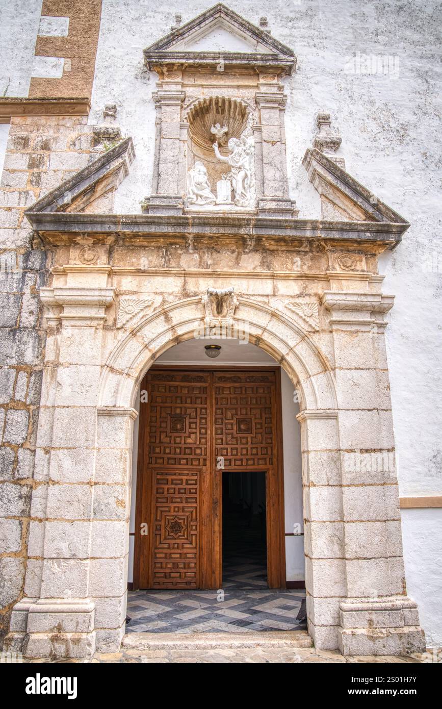 Beautiful old stone arched doorway to a medieval church in Spain Stock ...