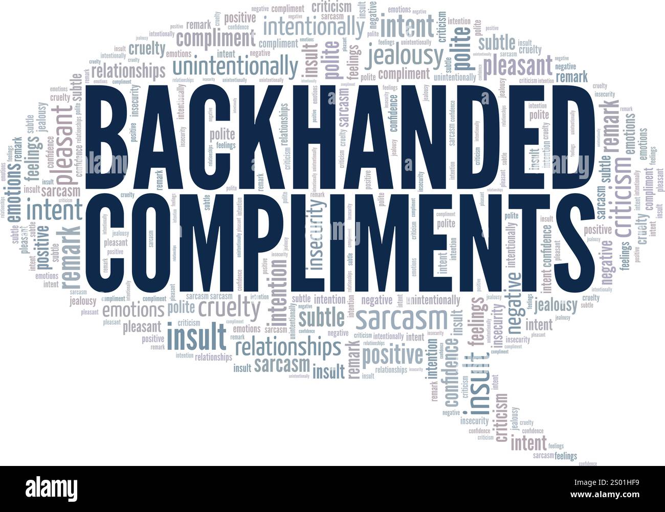 Backhanded Compliments word cloud conceptual design isolated on white ...