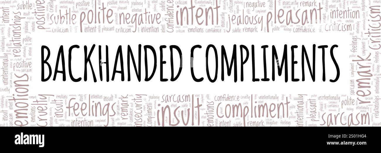 Backhanded Compliments word cloud conceptual design isolated on white ...