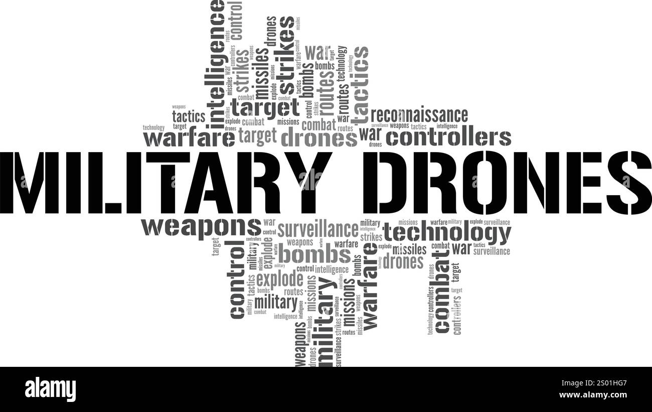 Military Drones word cloud conceptual design isolated on white ...