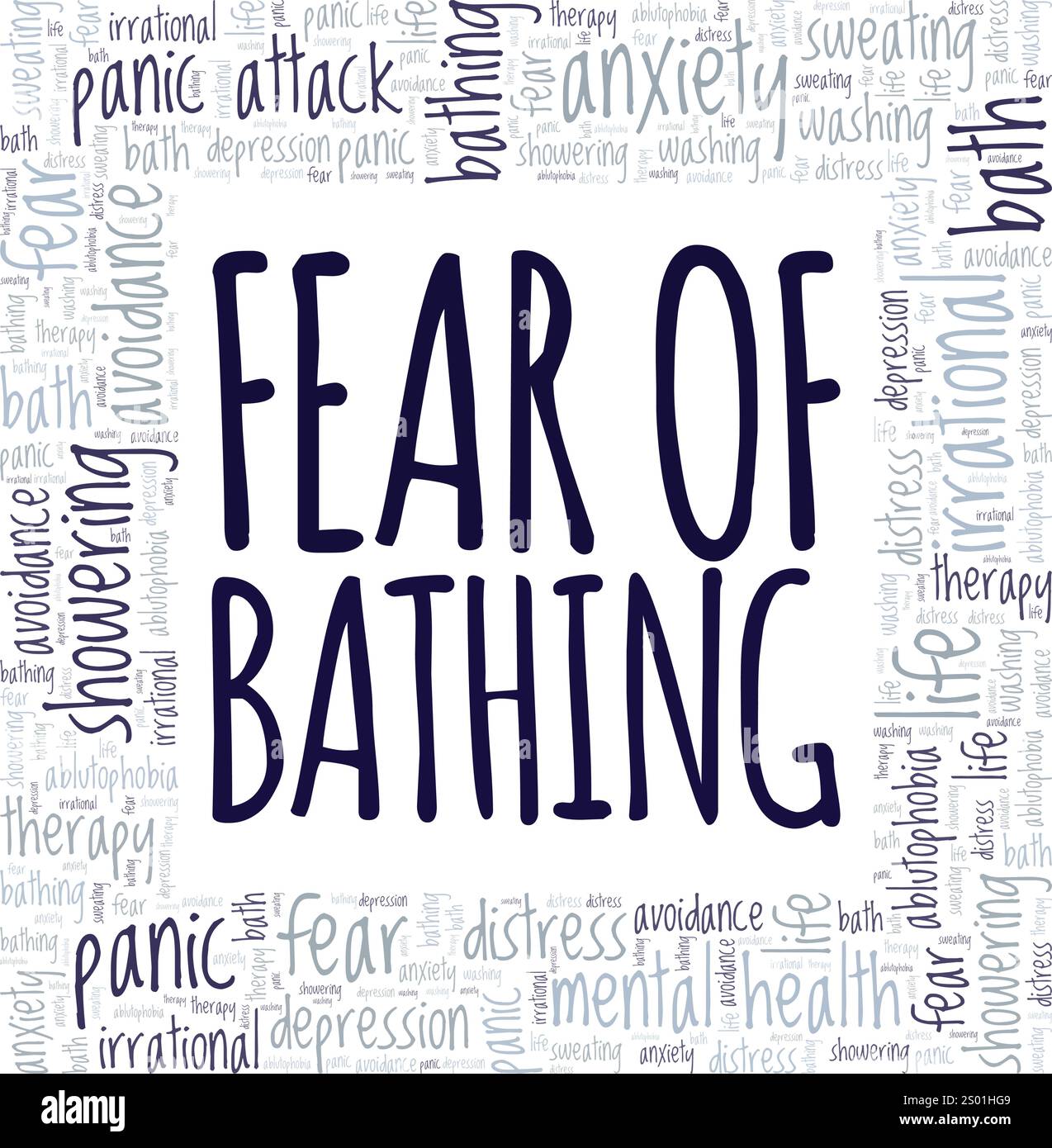 Ablutophobia: Fear of Bathing or Washing word cloud conceptual design ...