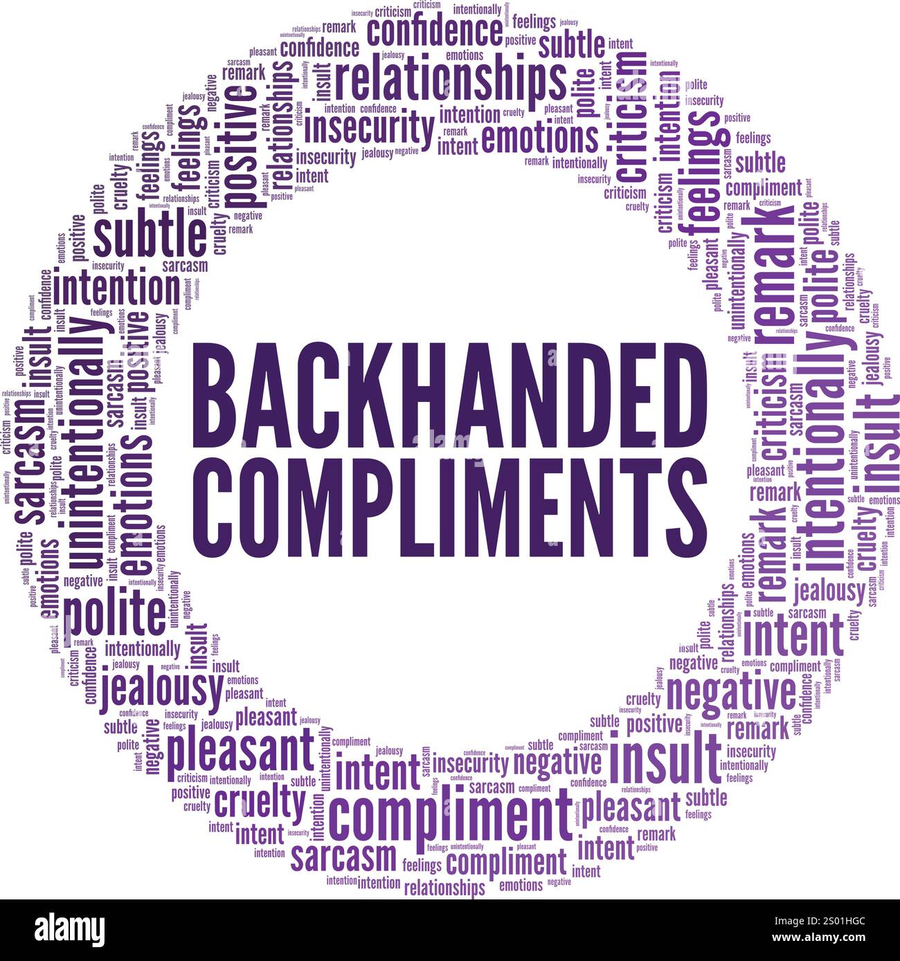 Backhanded Compliments word cloud conceptual design isolated on white ...