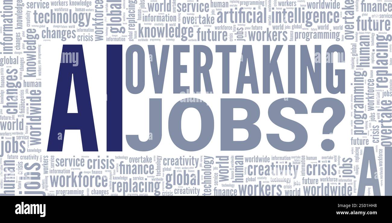AI Artificial Intelligence Overtaking Jobs word cloud conceptual design ...