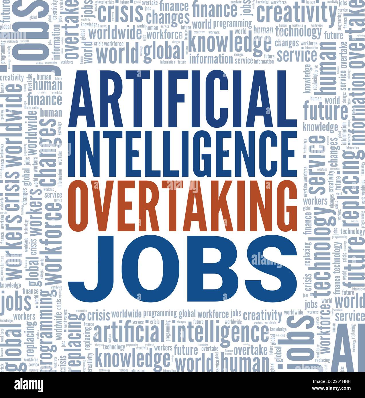AI Artificial Intelligence Overtaking Jobs word cloud conceptual design ...