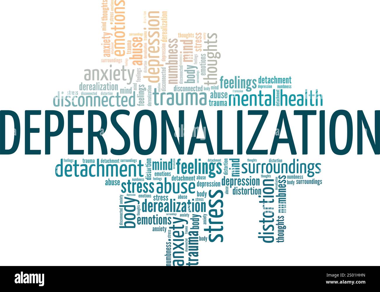 Depersonalization word cloud conceptual design isolated on white ...
