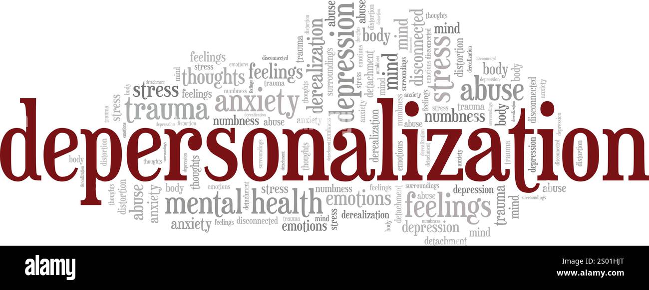Depersonalization word cloud conceptual design isolated on white ...