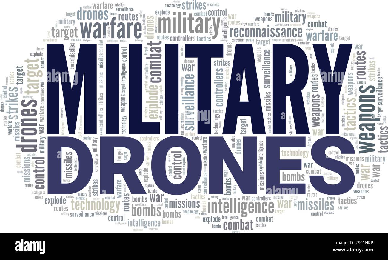 Military Drones word cloud conceptual design isolated on white ...
