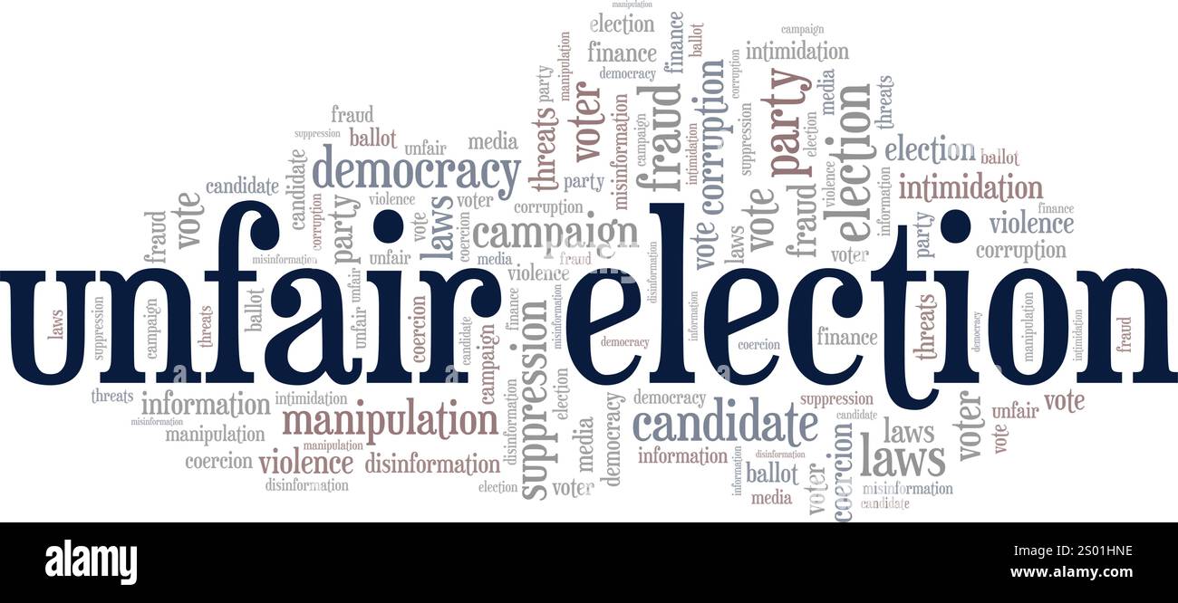 Unfair Election word cloud conceptual design isolated on white ...
