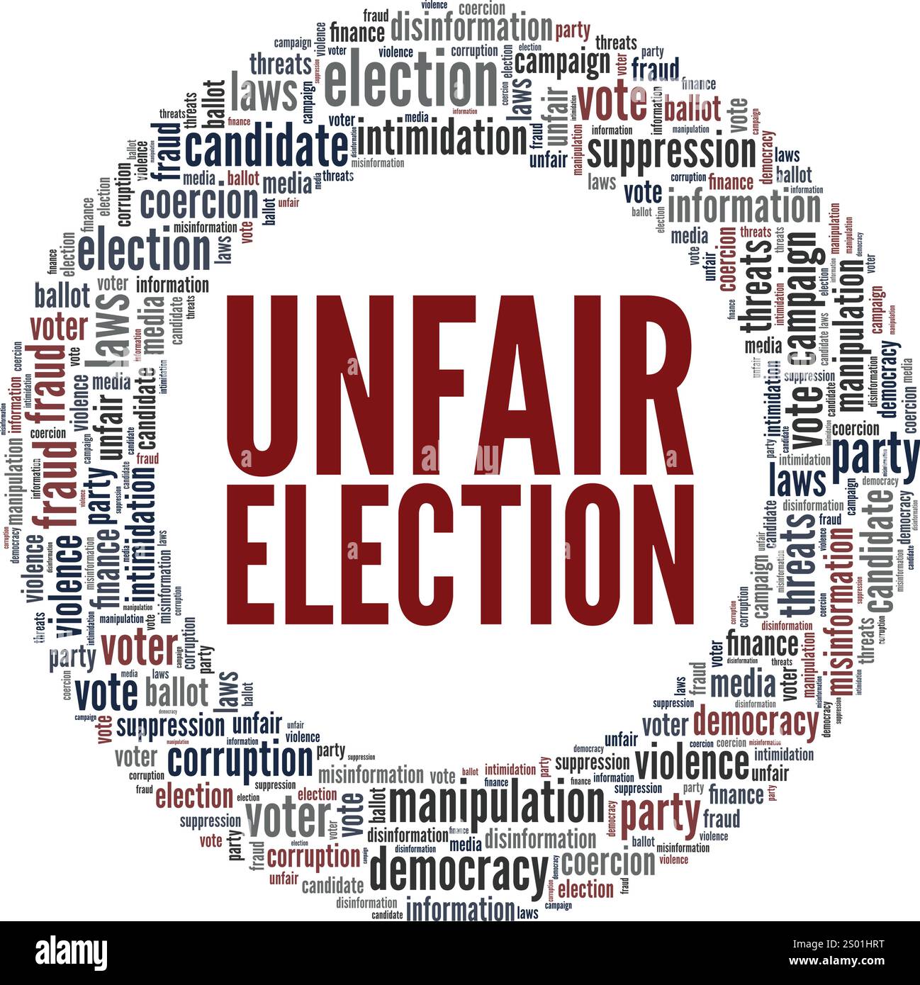 Unfair Election word cloud conceptual design isolated on white ...