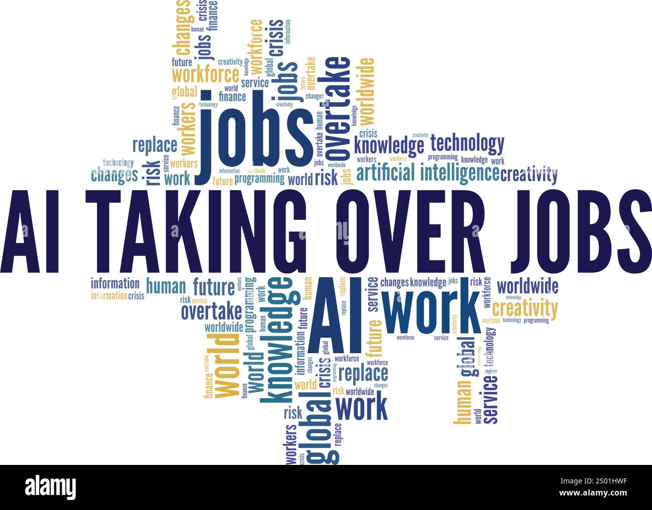 AI Artificial Intelligence Taking Over Jobs word cloud conceptual design isolated on white ...