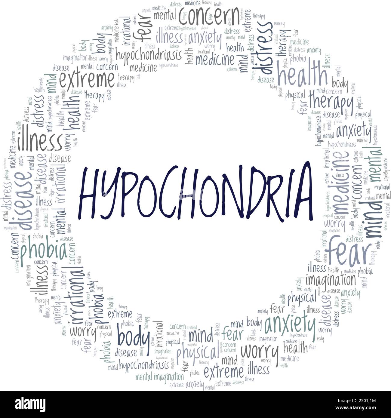 Hypochondria: Health Anxiety word cloud conceptual design isolated on ...