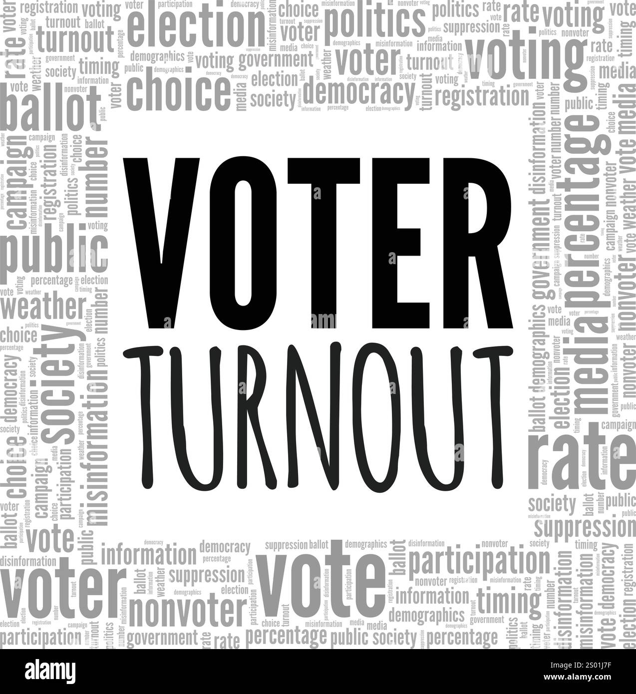 Voter Turnout word cloud conceptual design isolated on white background ...
