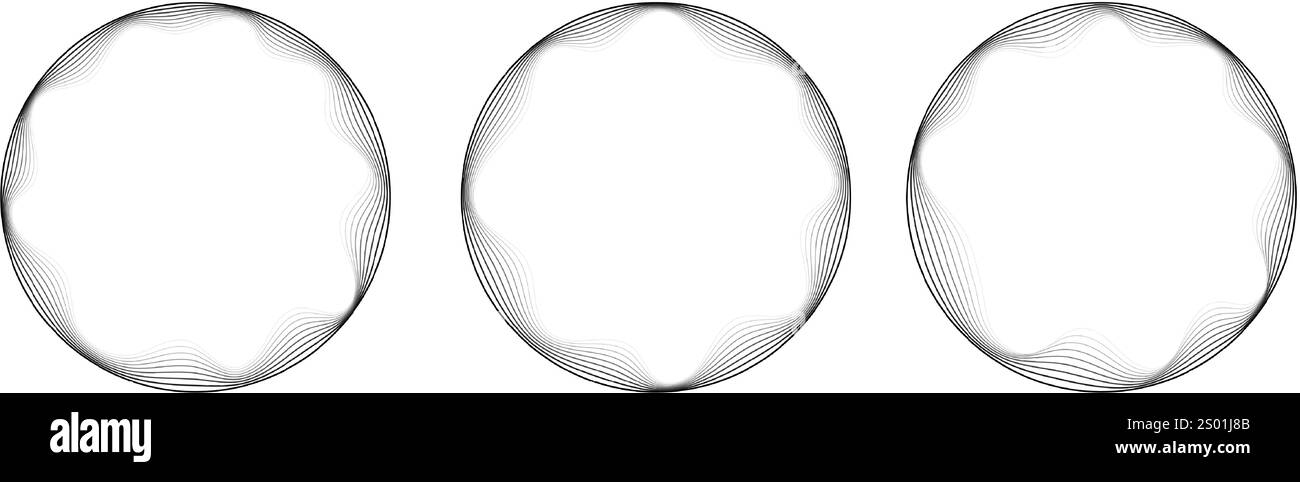 Abstract frame with wavy inner corners. Round border made with thin ...