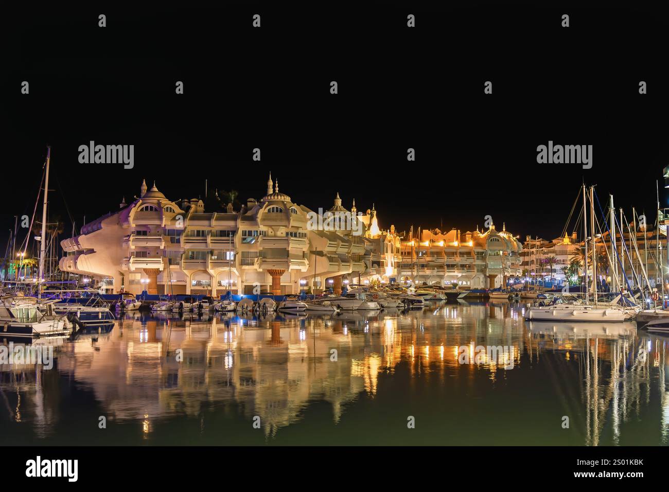 Puerto Marina harbor in Benalmadena, Spain with Docked boats and water ...