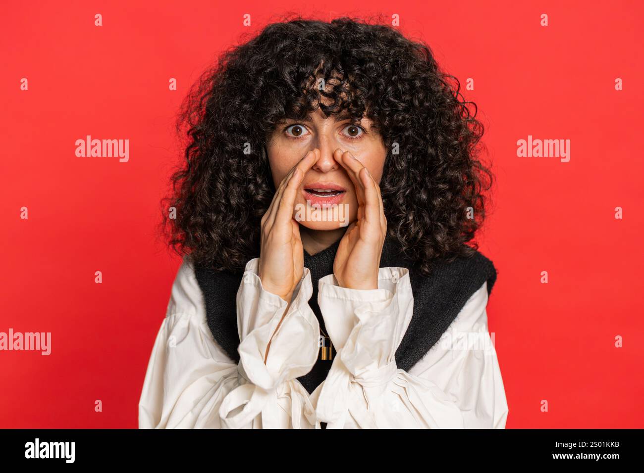 Keep my secrets, silence. Young woman whisper news rumors holding hands ...