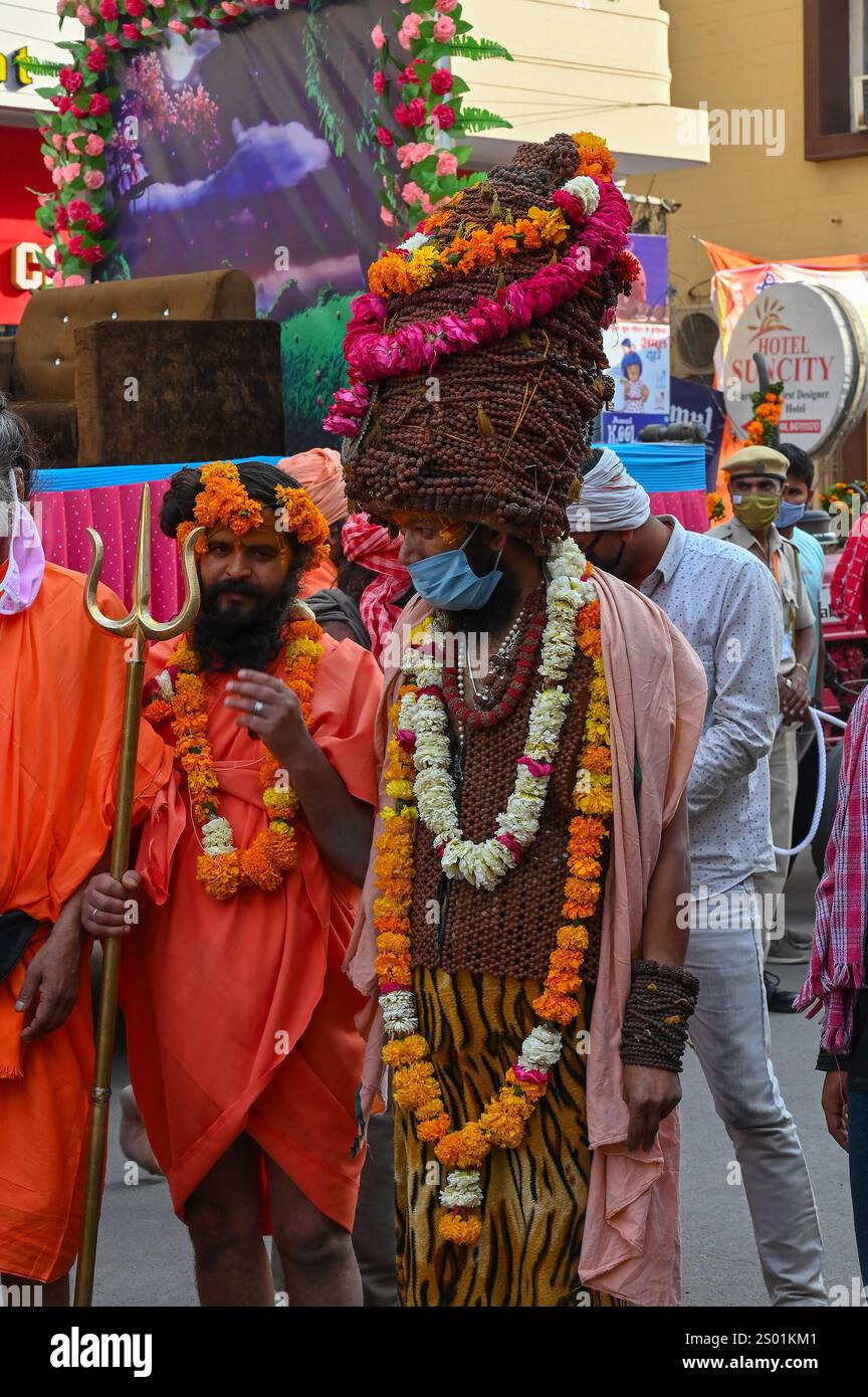 Haridwar, Uttarakhand, India - 13th April 2021 : Hindu sadhu wearing ...