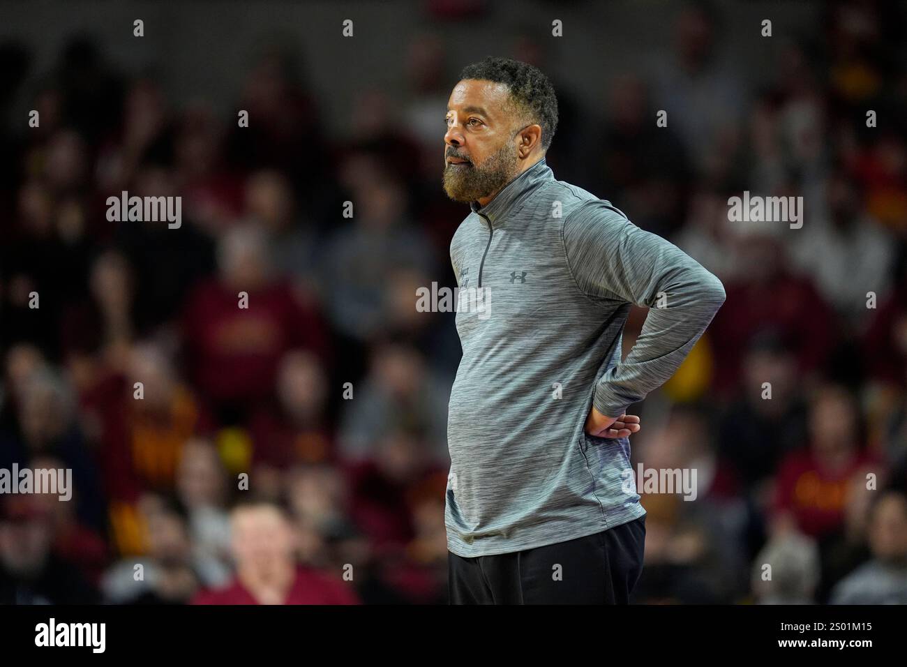 Morgan State head coach Kevin Broadus watches from the bench during the ...