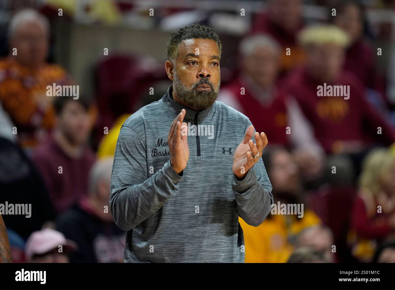 Morgan State head coach Kevin Broadus watches from the bench during the ...