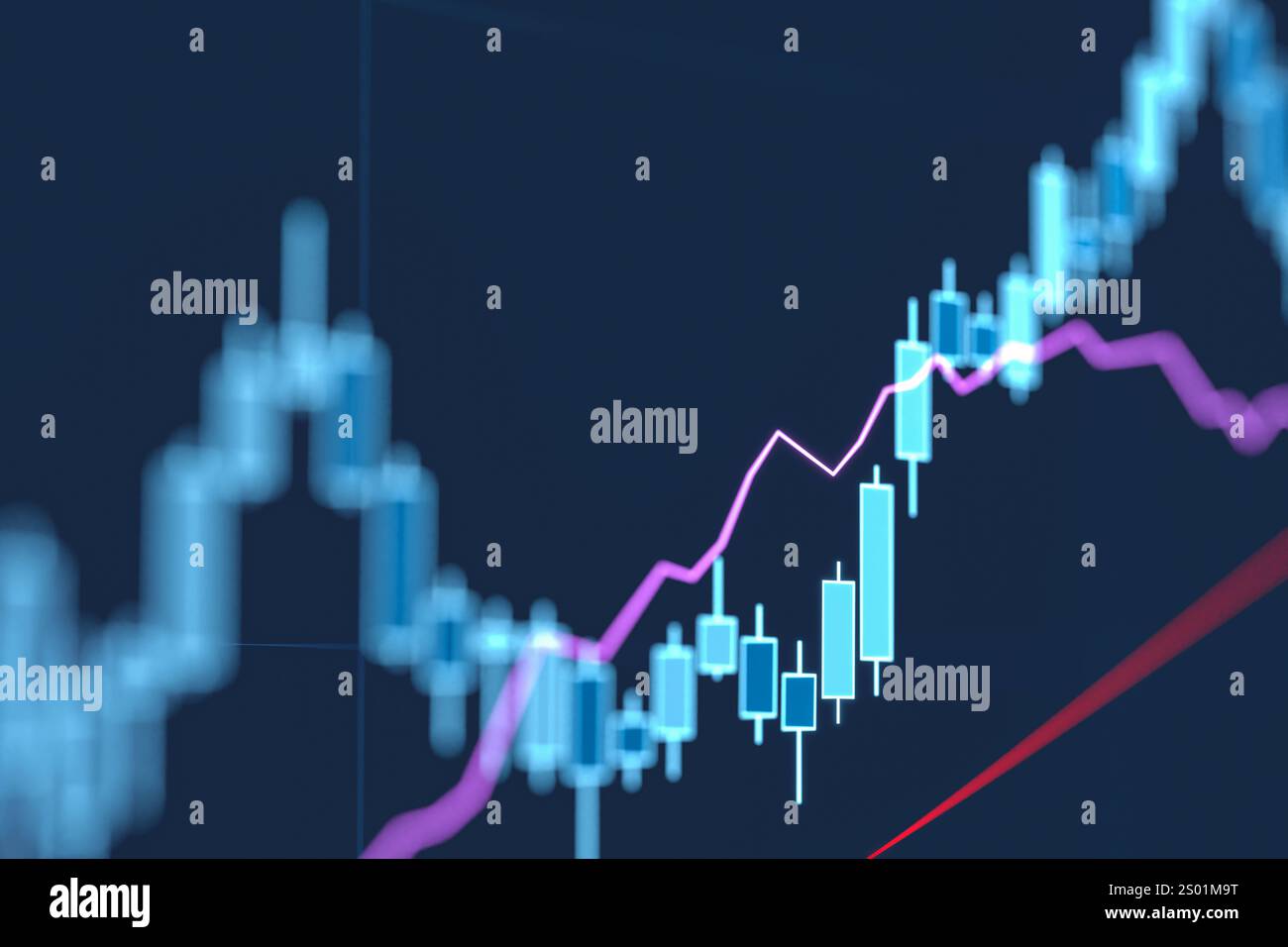 Close up stock market chart moving up Close up stock market chart ...
