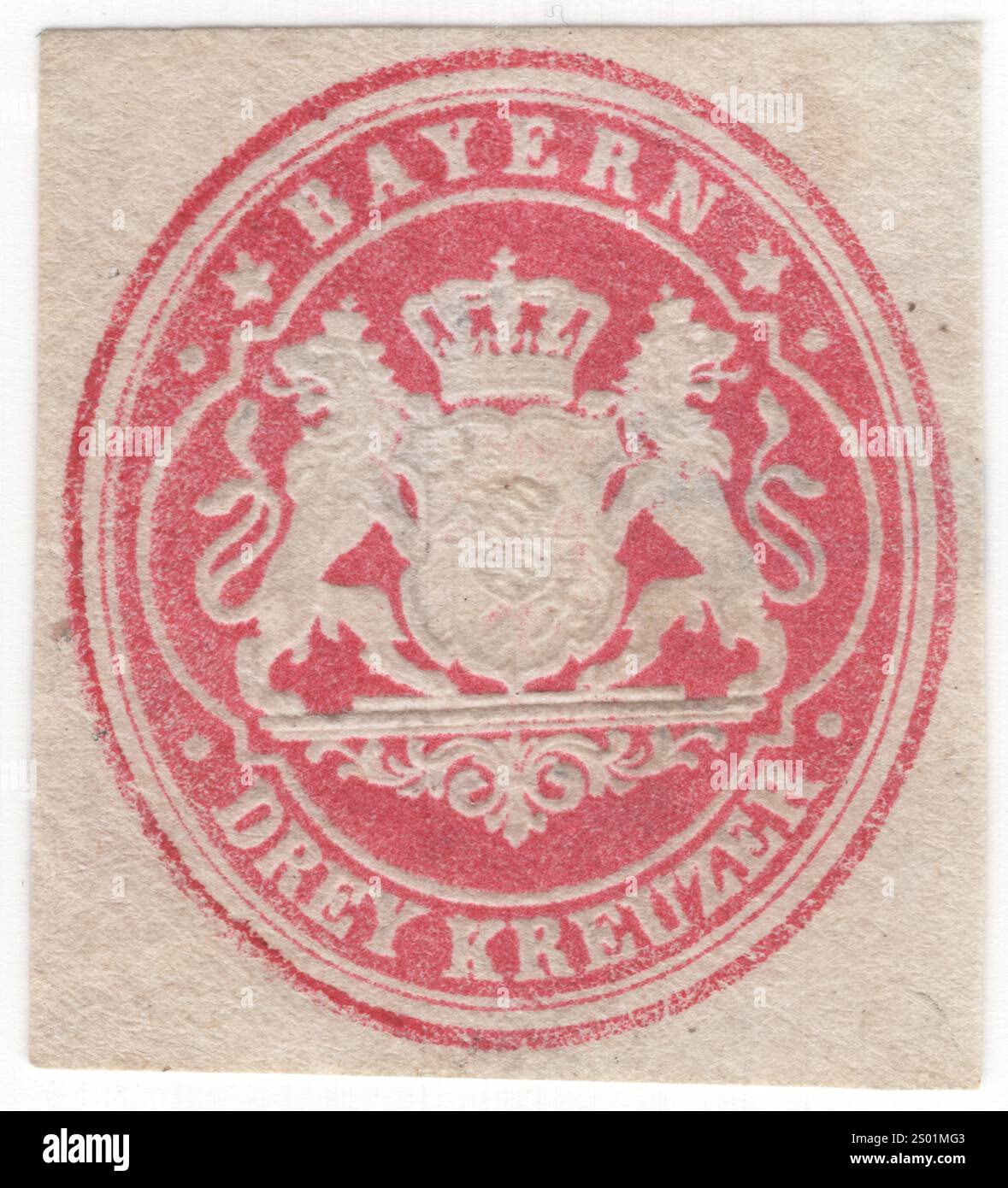 BAVARIA — CIRCA 1867: Fragment of the original envelope with a ...