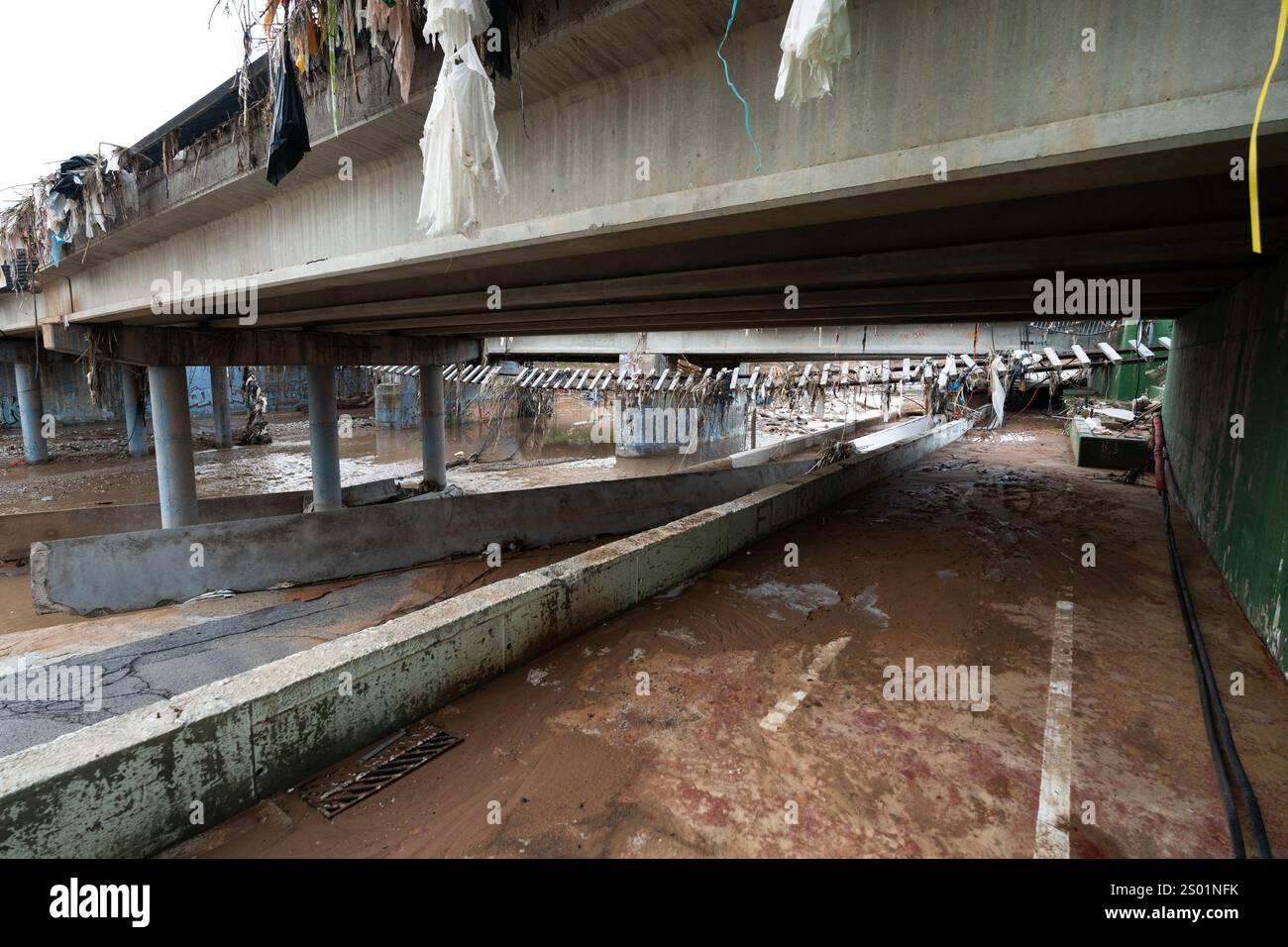 Aftermath of Floods in Spain as Death Toll Rises. Destroyed railway and ...