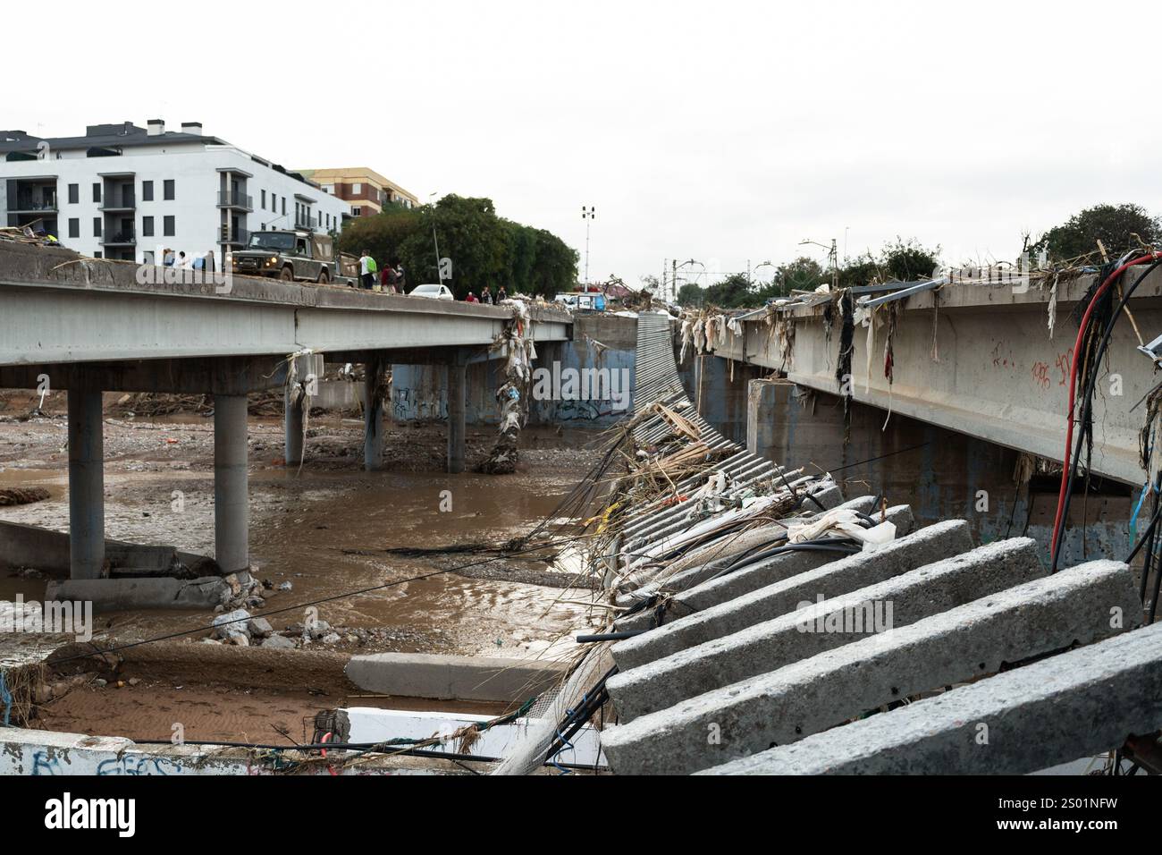 Aftermath of Floods in Spain as Death Toll Rises. Destroyed railway and ...