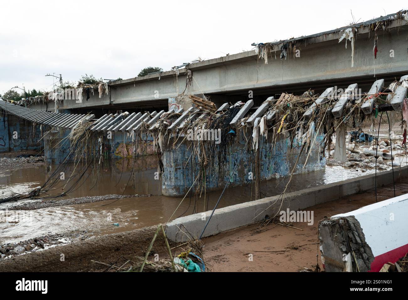 Aftermath of Floods in Spain as Death Toll Rises. Destroyed railway and ...