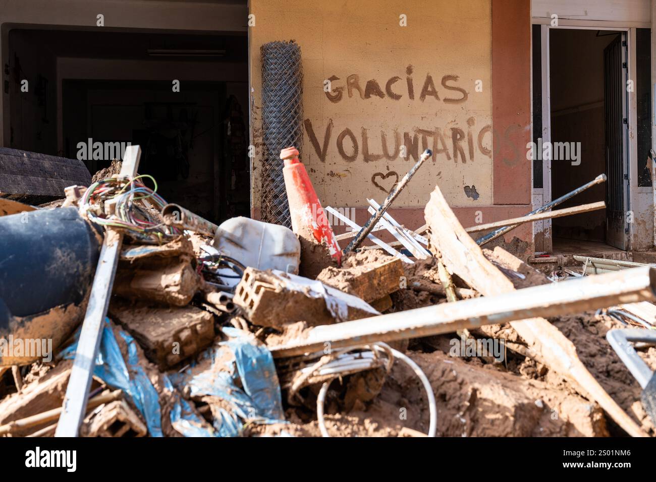 DANA flooding effects. Flood impacts, Valencia, Spain. Cleaning ...