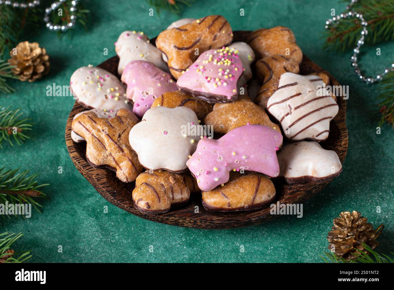 Traditional German gingerbread with multi-colored glaze Stock Photo - Alamy
