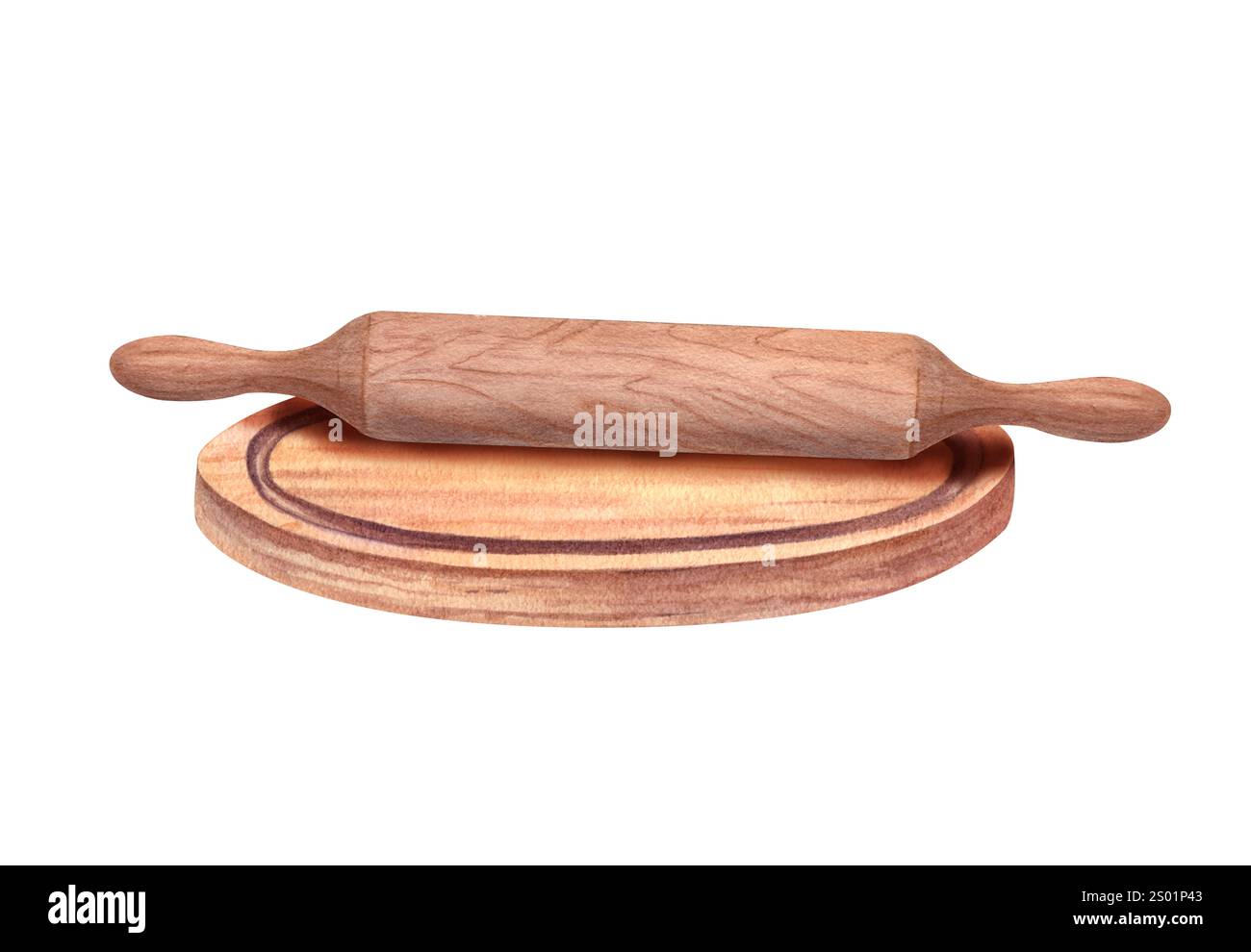 Kitchen wooden utensils watercolor illustration isolated background ...