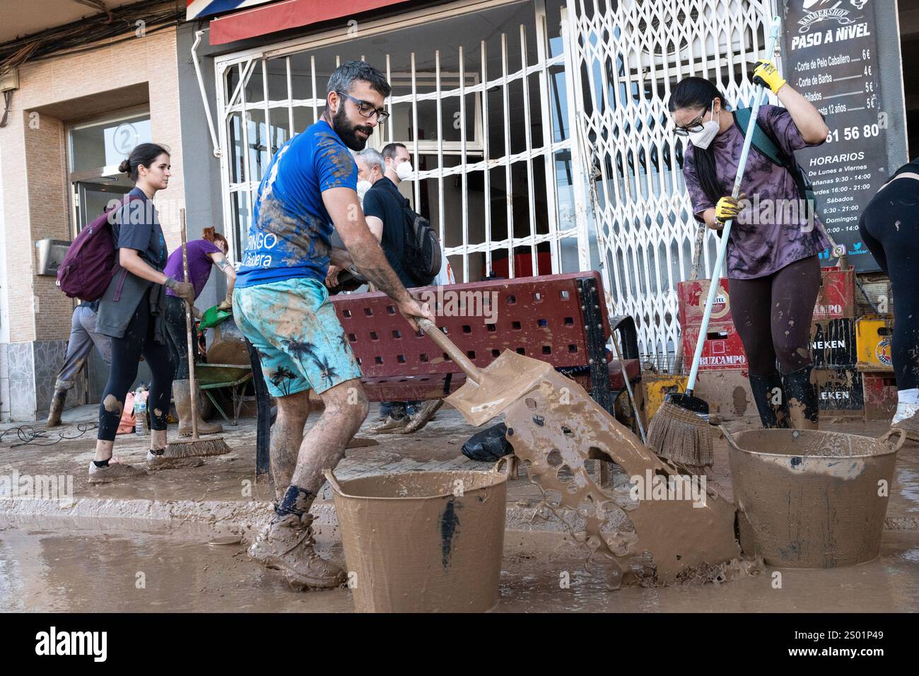 DANA flooding effects. Flood impacts, Valencia, Spain. Locals and ...