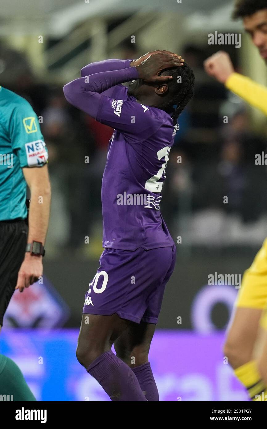 Firenze, Italia. 23rd Dec, 2024. Fiorentina's Moise Kean reacts after ...