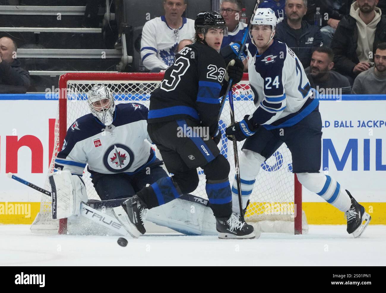 Toronto Maple Leafs left wing Matthew Knies (23) and Winnipeg Jets ...