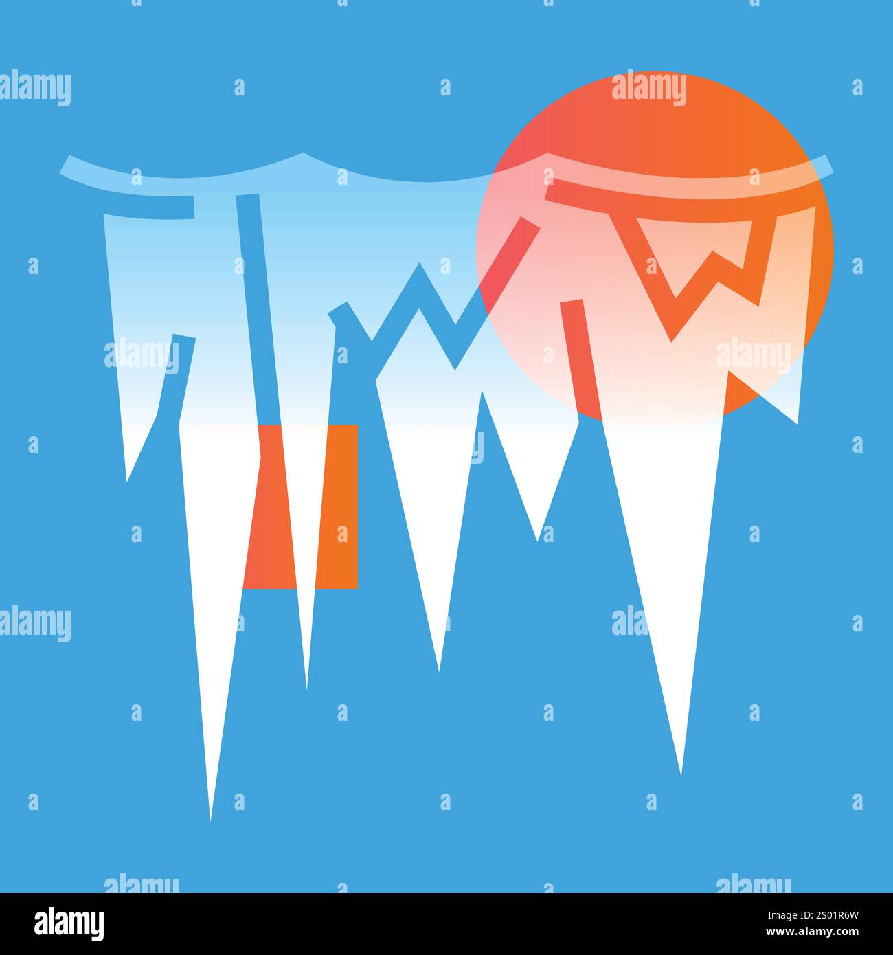 Frozen icicles hanging down line black icon. Sign for web page, mobile ...