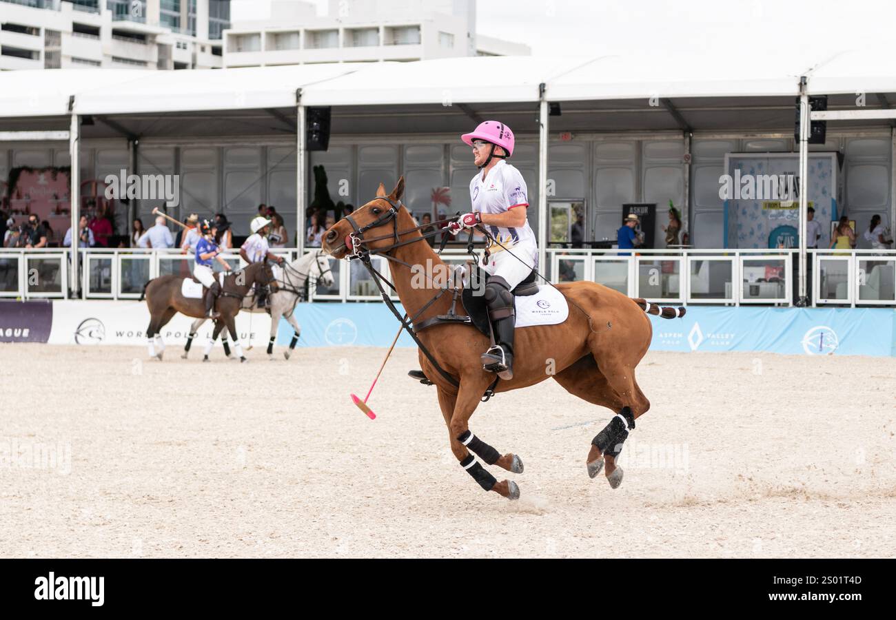 Miami Beach , USA-November 17. 2024: Polo players play at the World ...