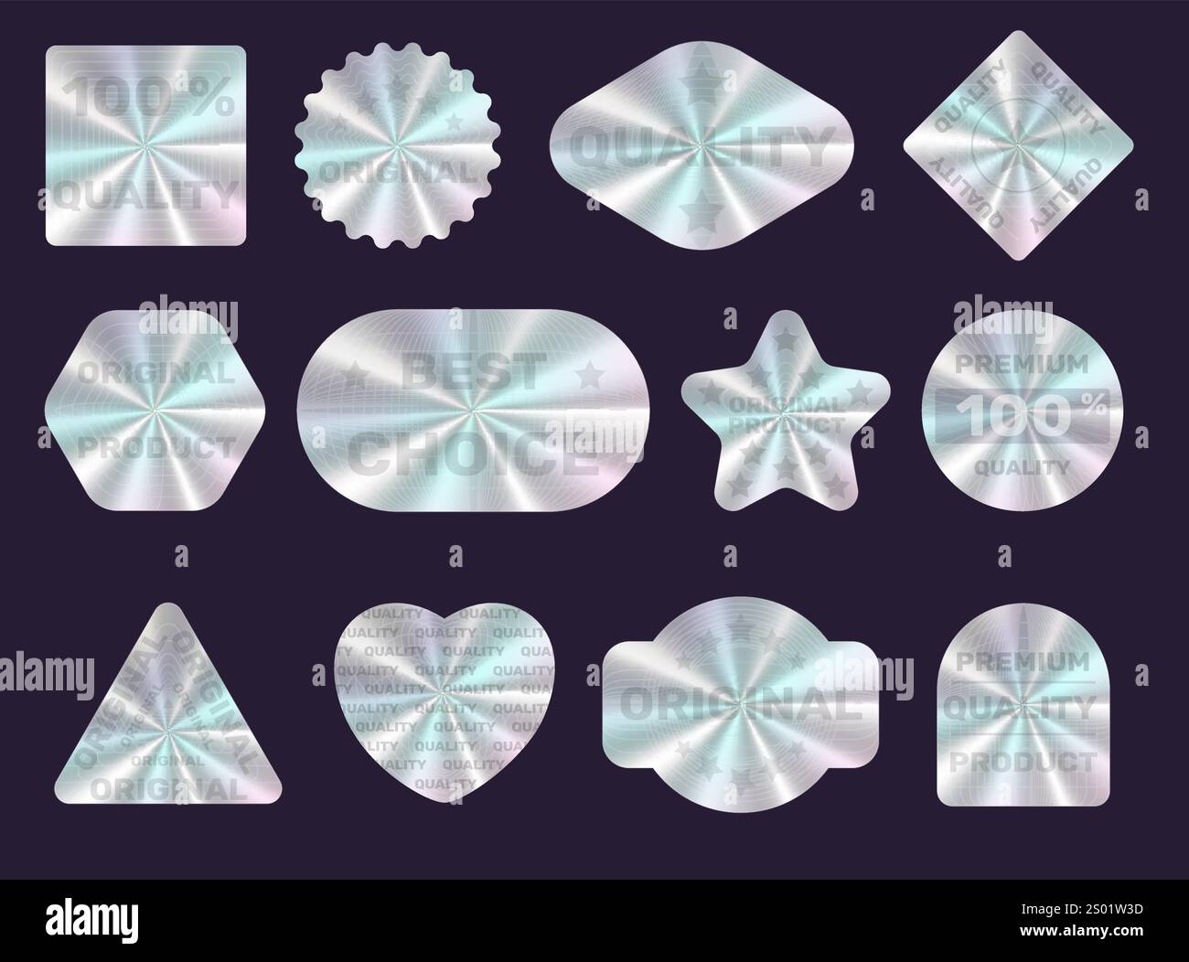 Holographic guarantees labels. Different foil seal shapes. Mockups with ...