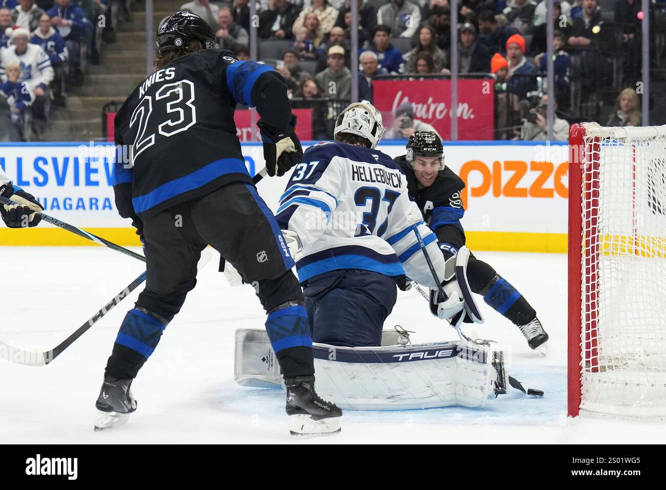 Toronto Maple Leafs center John Tavares (91) scores on Winnipeg Jets ...
