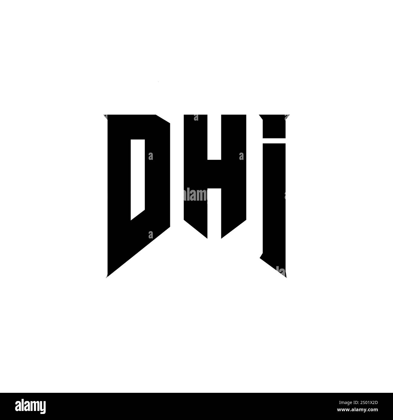 DHI letter logo design for technology company. DHI logo design black and white color combination ...