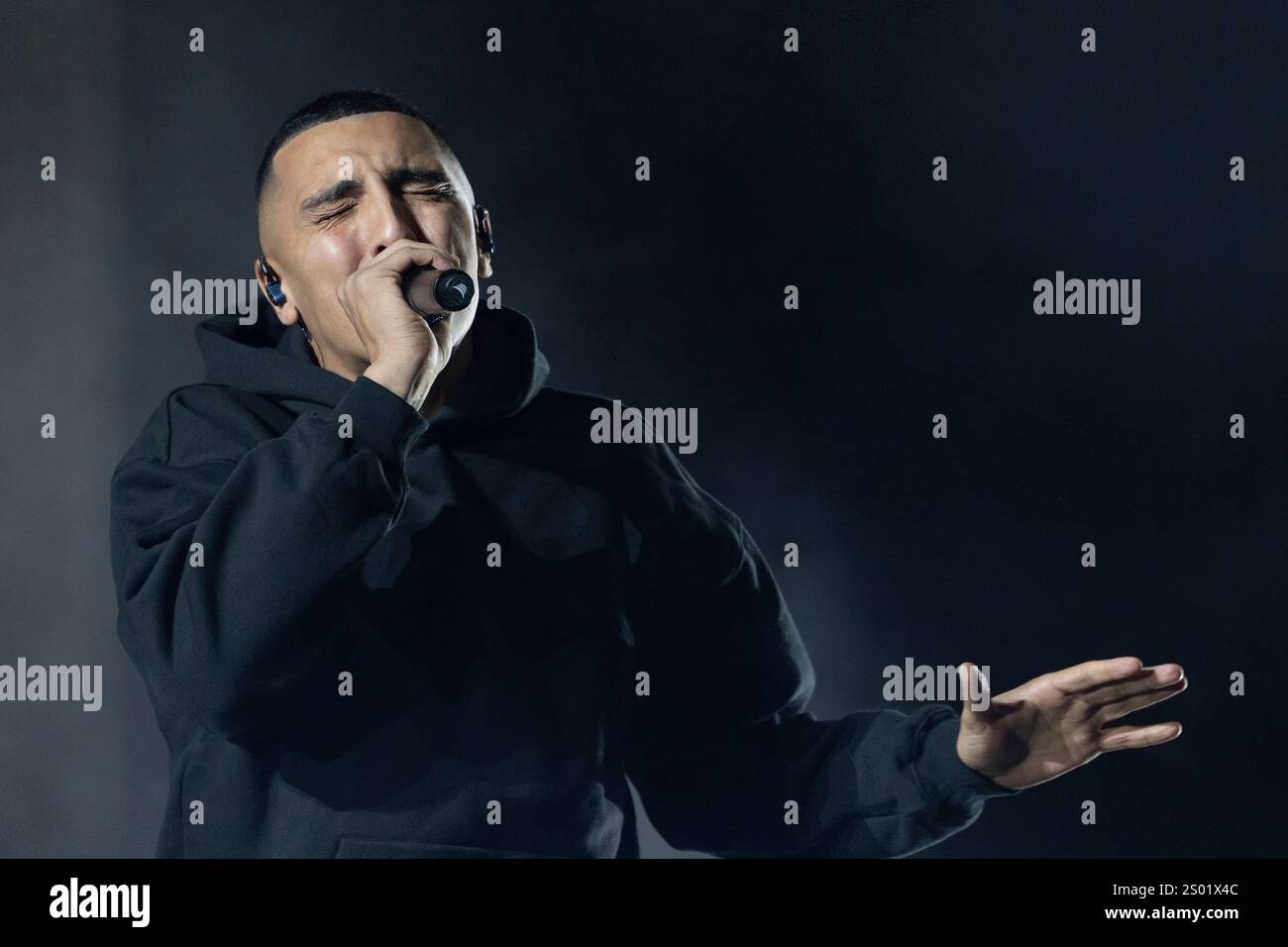 The singer and rapper, Morad, during his concert at the WiZink Center ...