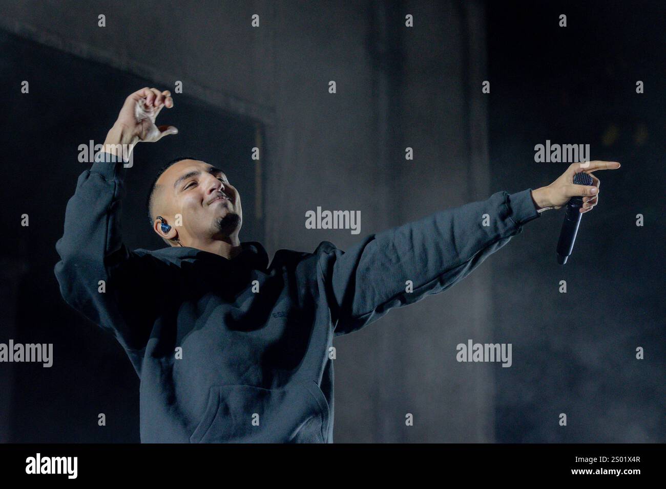 The singer and rapper, Morad, during his concert at the WiZink Center ...