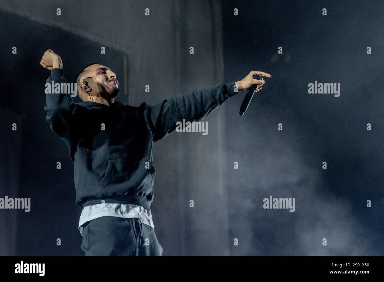 The singer and rapper, Morad, during his concert at the WiZink Center ...