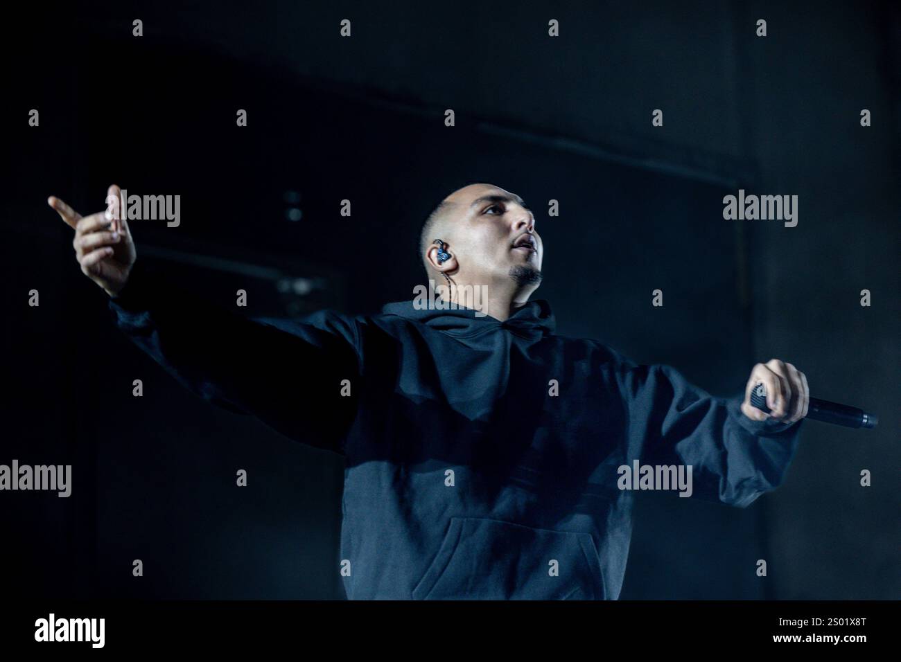 The singer and rapper, Morad, during his concert at the WiZink Center ...