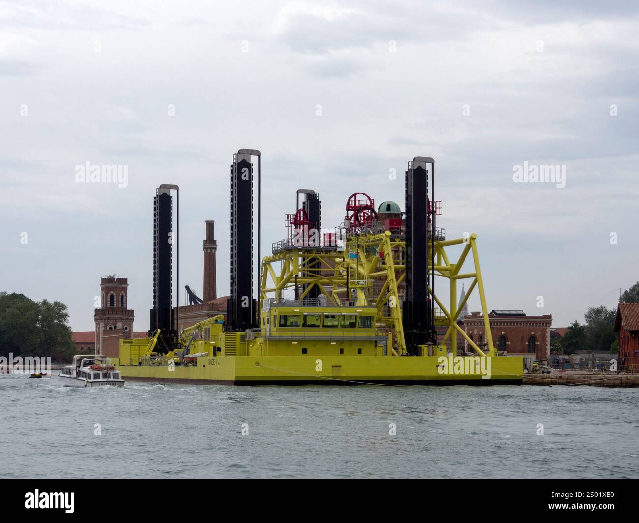 VENICE, ITALY - MAY 06, 2015: Mose 1 Jack-up vessel at at Arsenale ...