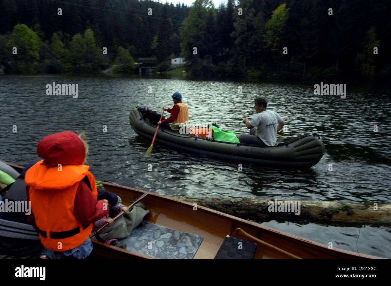 canoeing fun on the lake a canoe in the lake Stock Photo - Alamy
