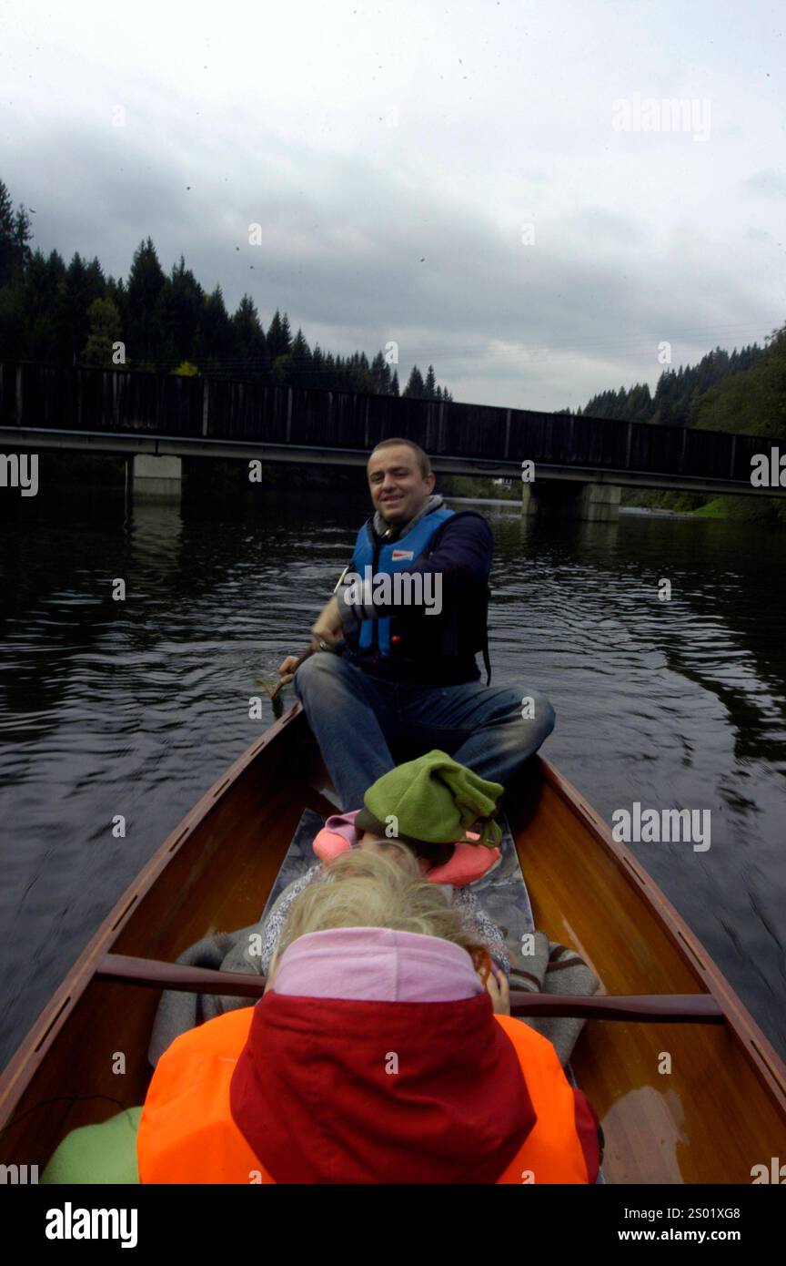 canoeing fun on the lake a canoe in the lake Stock Photo - Alamy